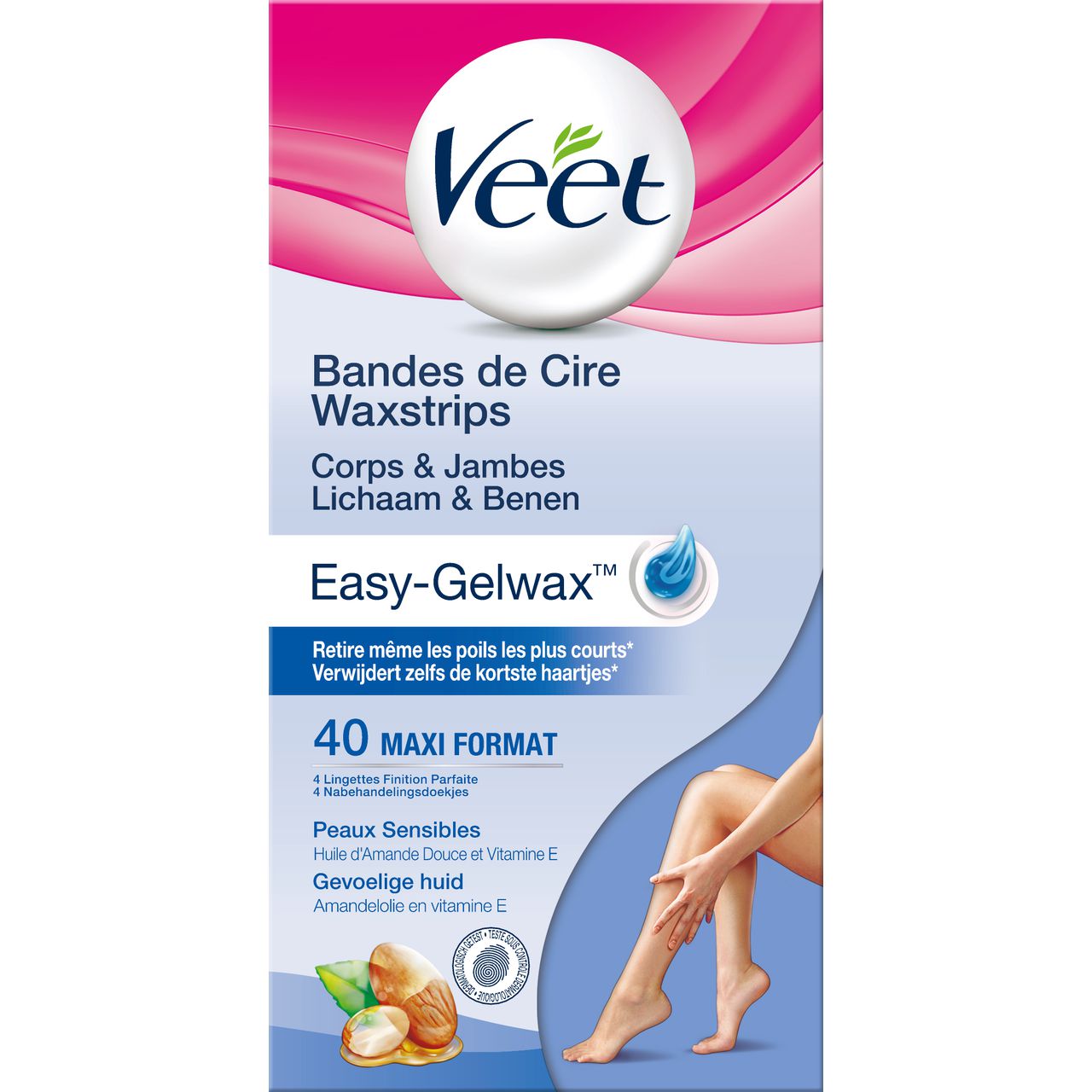 Bandes cire froide maillot, jambes, aisselles - peaux sensibles | Veet FR